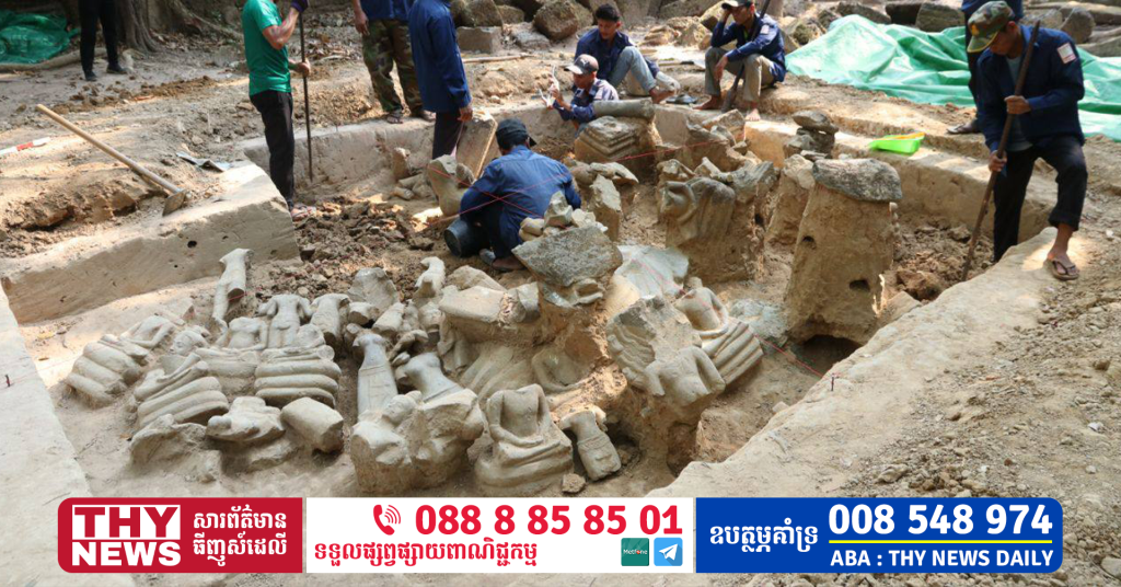 អាជ្ញាធរជាតិអប្សរា ប្រទះឃើញបំណែករូបព្រះពុទ្ធបដិមាធ្វើពីថ្មភក់ ចំនួនជាង ១០០បំណែក ...